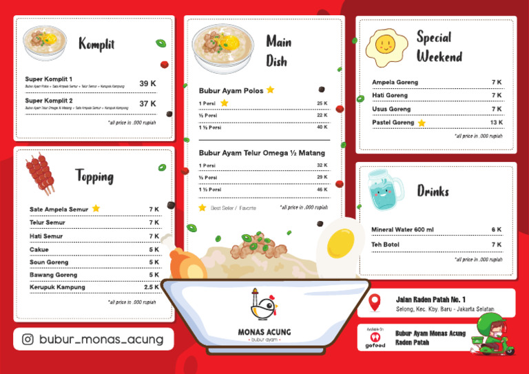 Menu Bubur Ayam Monas Acung | PDF