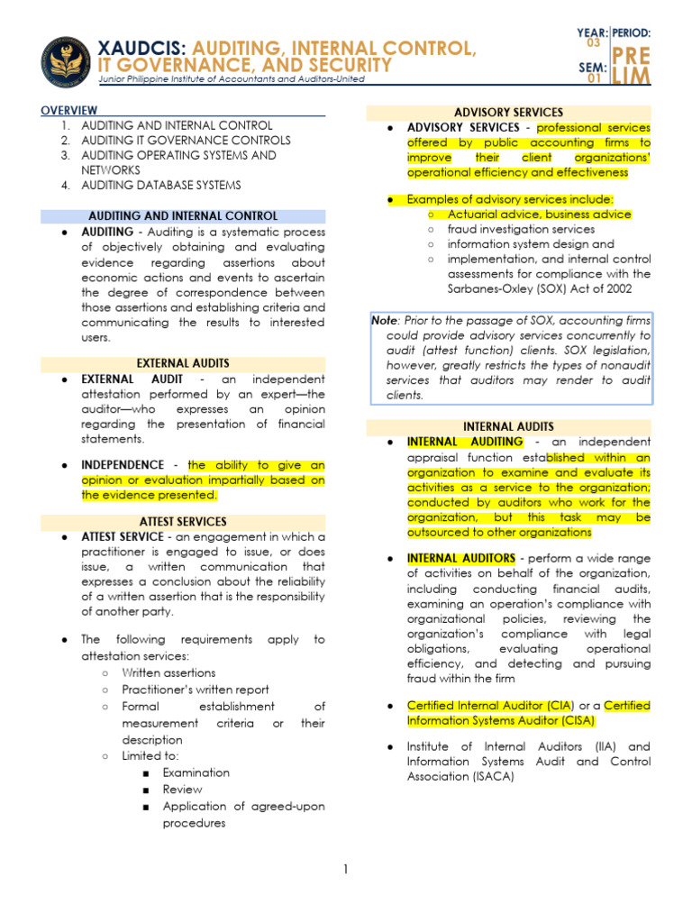 Xaudcis Prelims | PDF | Audit | Internal Control