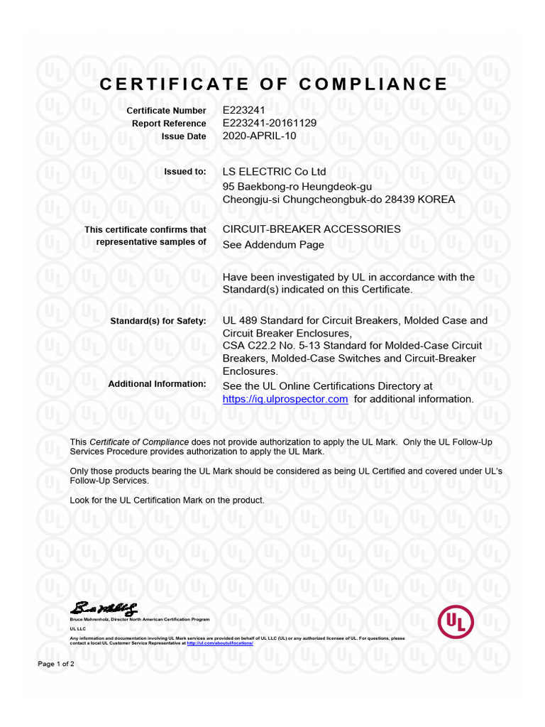 UL 150 Compliance Certificate Details | PDF | Electrical Wiring ...
