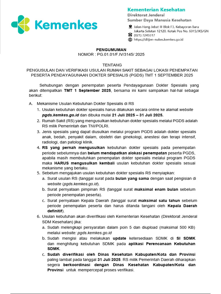 20250718190224surat Pemberitahuan Usulan RS TMT 1 September 2025 | PDF