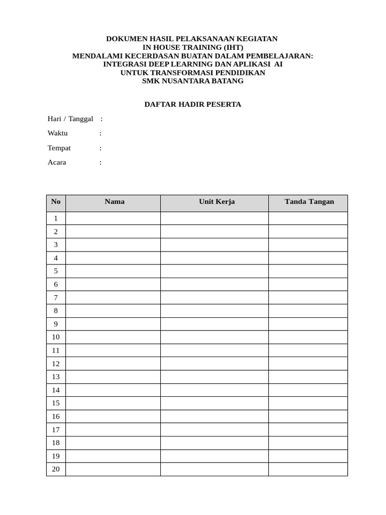 Daftar Hadir & Notula IHT | PDF