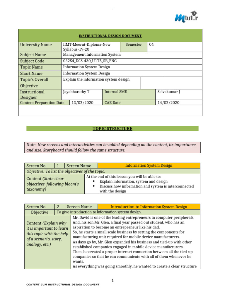 Information System Design Overview | PDF | Instructional Design ...