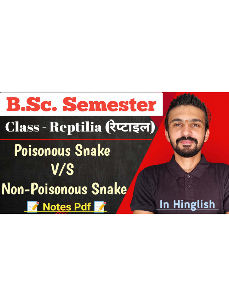 Poisonous Vs Nonpoisonous Snakes Notes by Dadhich Sir | PDF