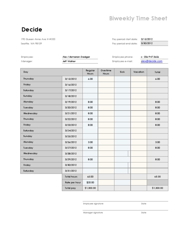 Time Sheet 11-01-15 | PDF | Career & Growth