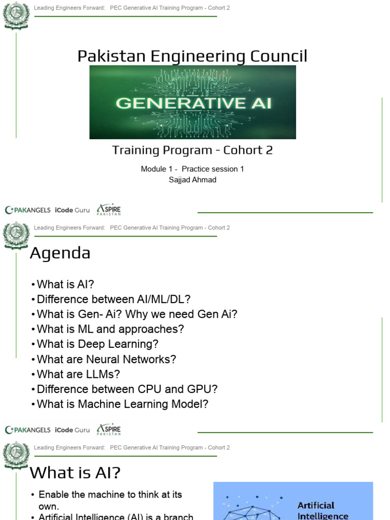 PEC Gen AI Training Practice Session 1 | PDF | Artificial Intelligence | Intelligence (AI ...