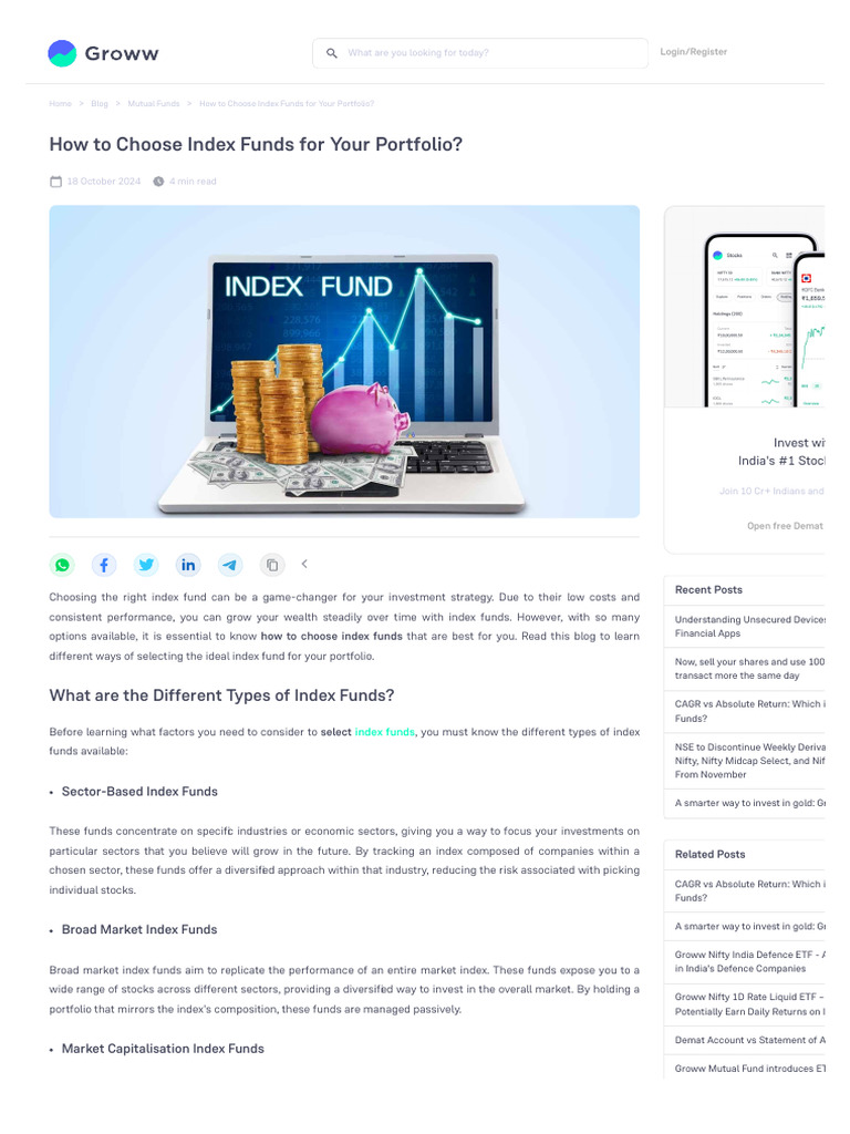 Selecting the Best Index Funds | PDF | Index Fund | Stock Market Index