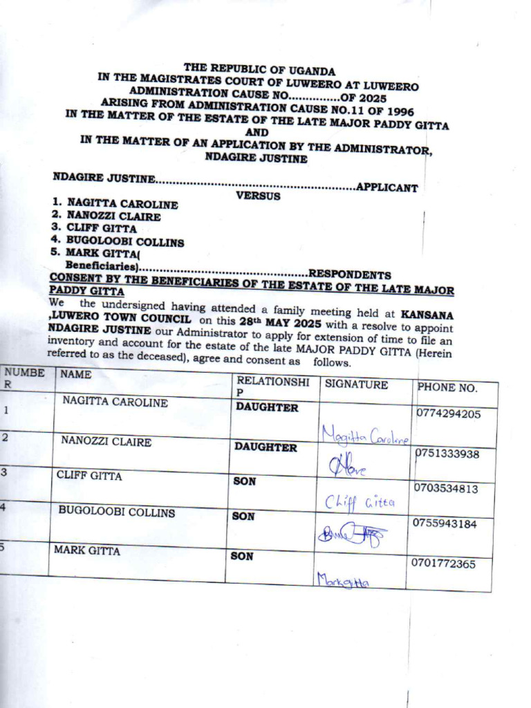Consent Form by The Beneficiaries | PDF