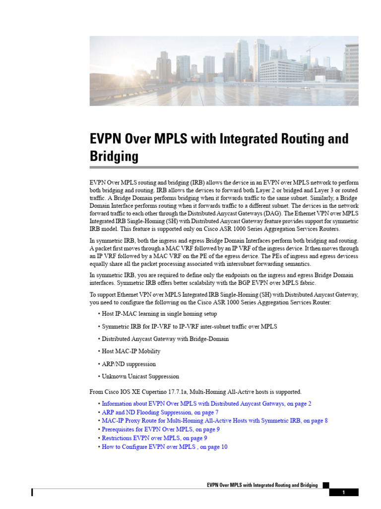 EVPNOver MPLSwithIntegrated Routing and Bridging | PDF | Ip Address | Networking