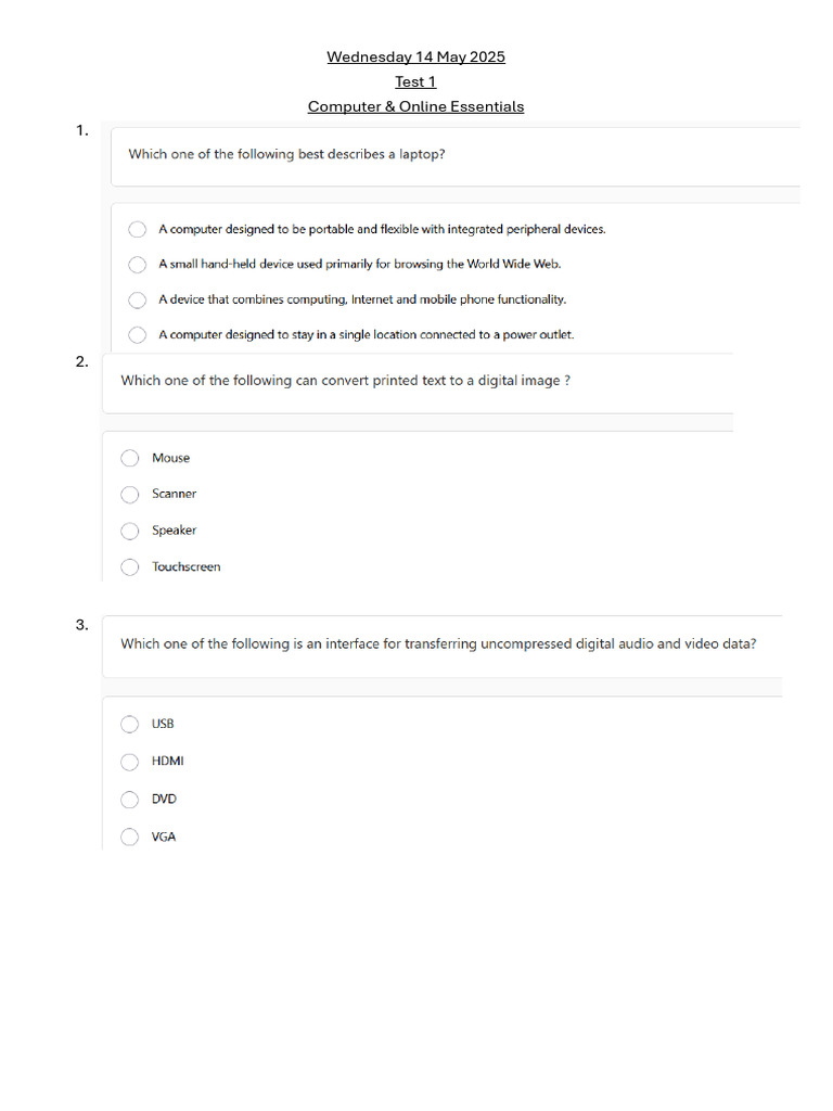 F1 Test 1 Term 3 | PDF