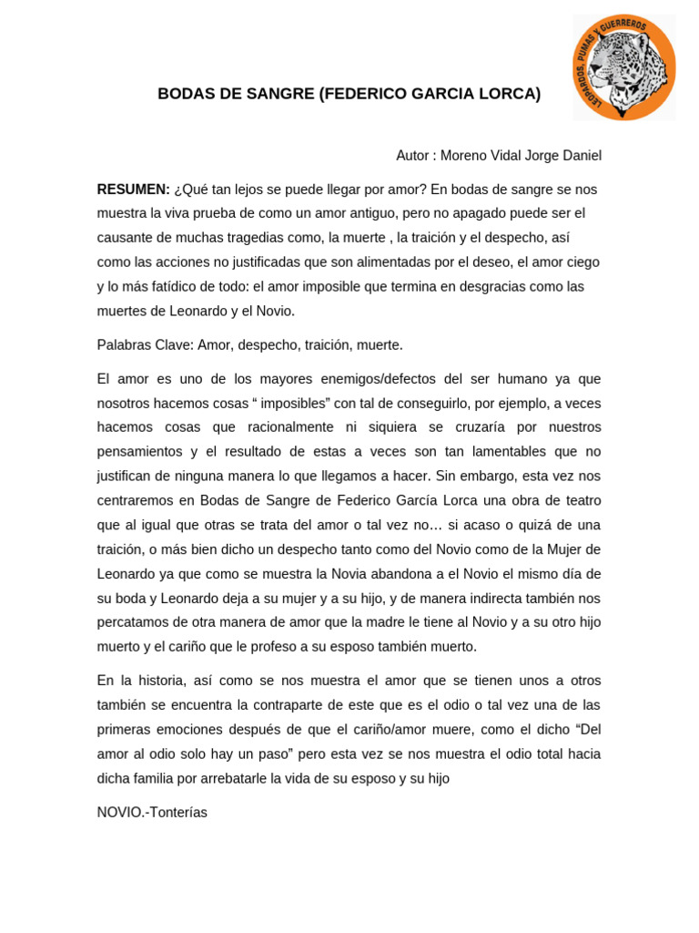 Amor y tragedia en Bodas de Sangre | PDF | Amor
