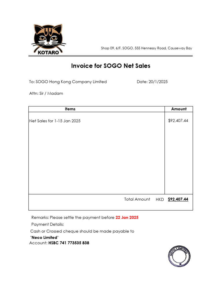 Invoice For 1-15 Jan 2025 - Revised | PDF