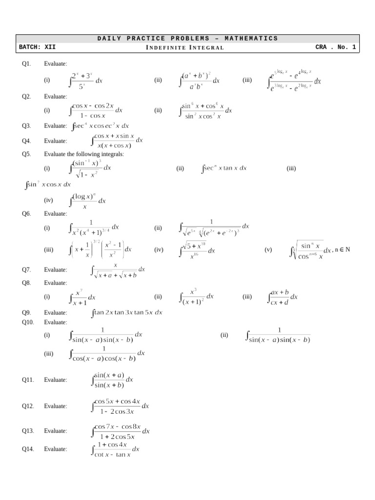 62 - Indefinite Integral | PDF