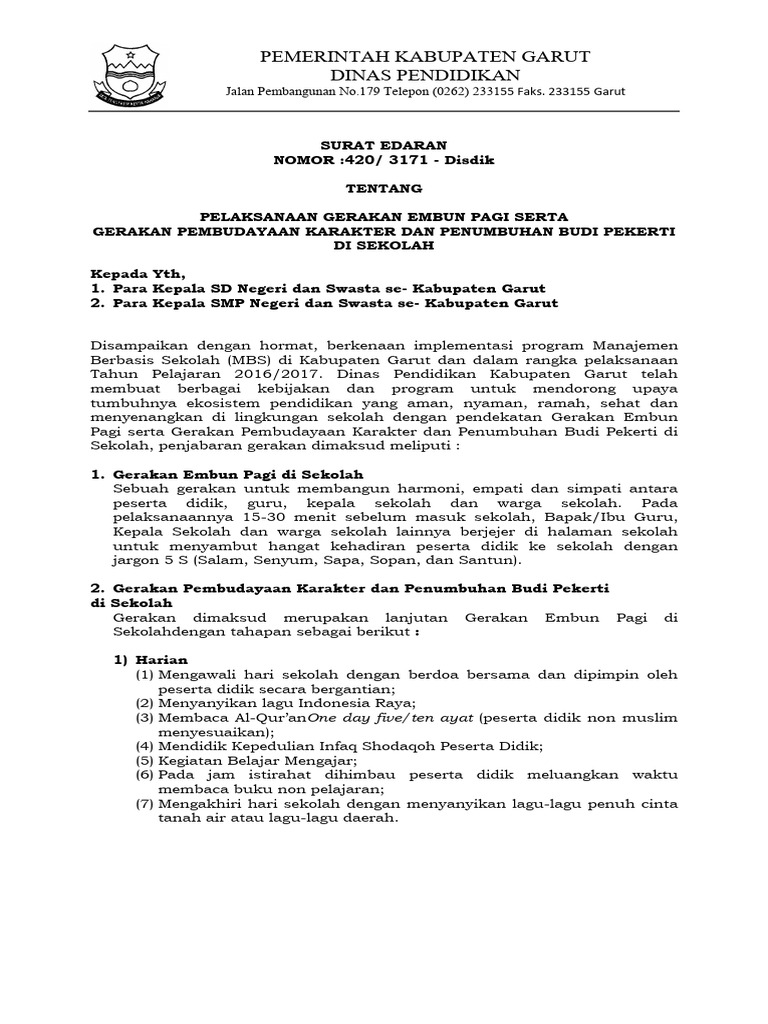 Gerakan Embun Pagi dan Karakter Sekolah | PDF
