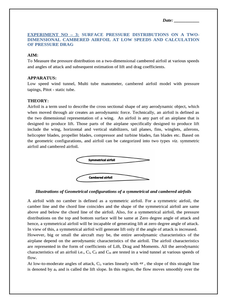 Pressure Distribution on Cambered Airfoil | PDF | Airfoil | Lift (Force)