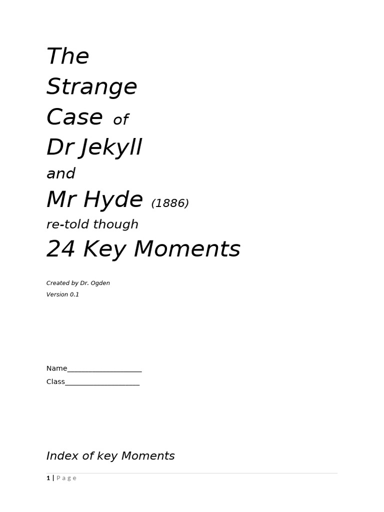 Jekyll and Hyde Key Moments Booklet Version 0.1 | PDF | Strange Case Of ...