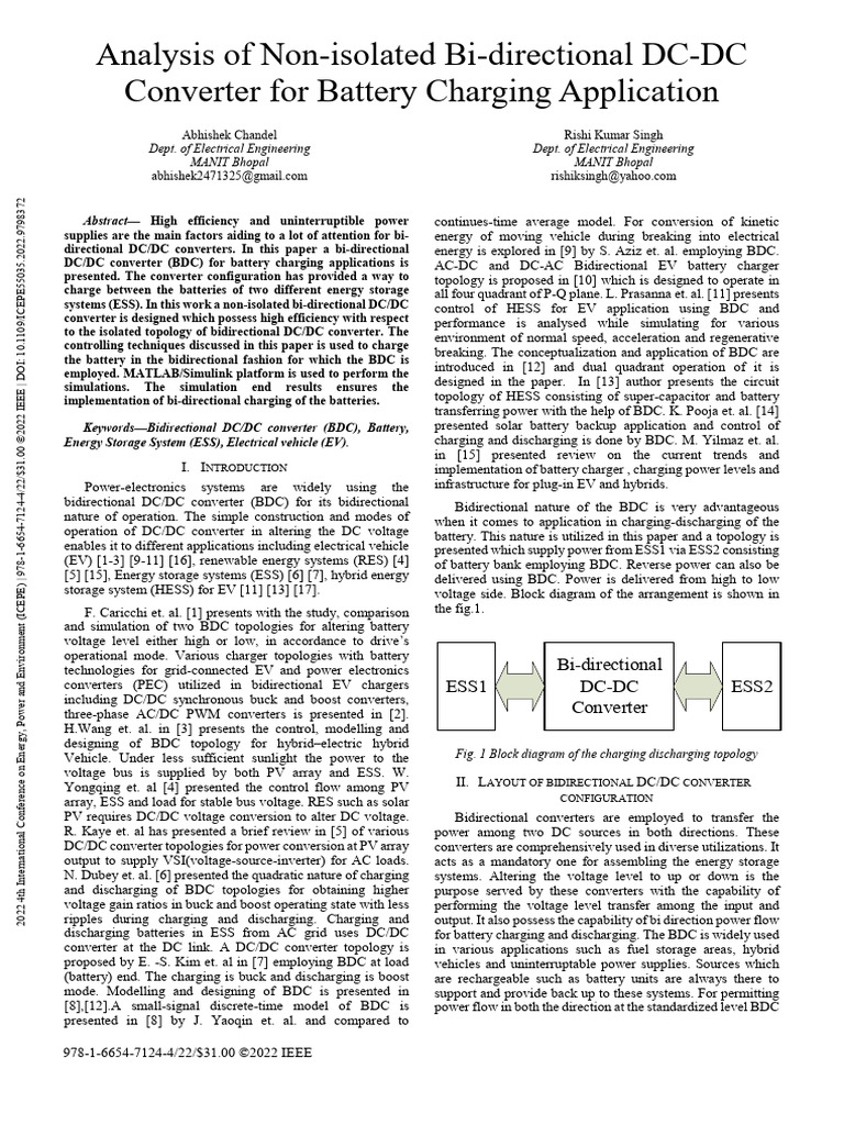 Practical Non Isolated Dc Dc Bidirectional Converter Analysis Of Non Isolated Bi Directional Dc