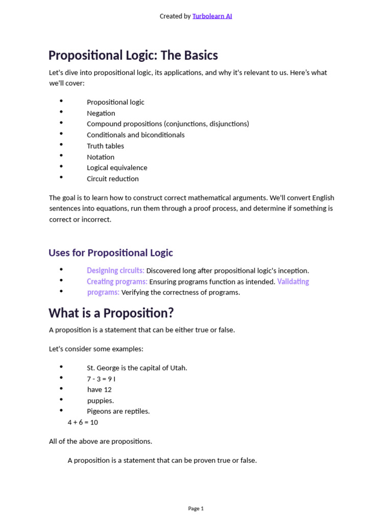 Discrete Structures Introduction To Propositional Logic | PDF | If And Only If | Logic