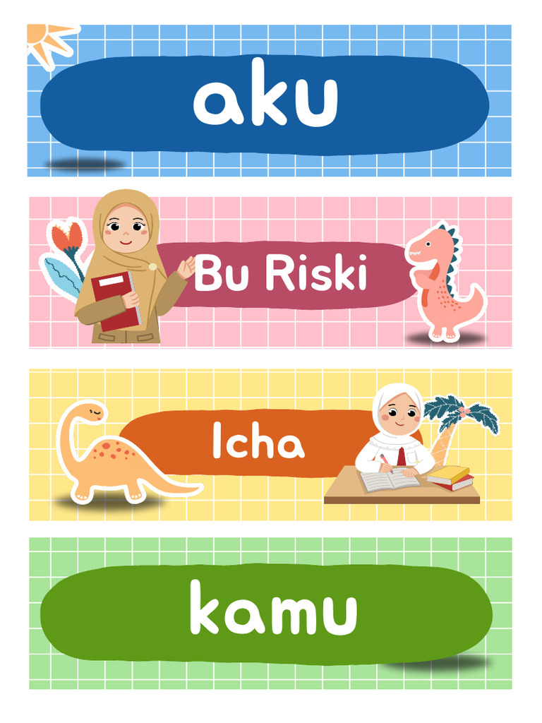 Label Nama Anak Lembar Poster Warna Warni Ilustratif | PDF