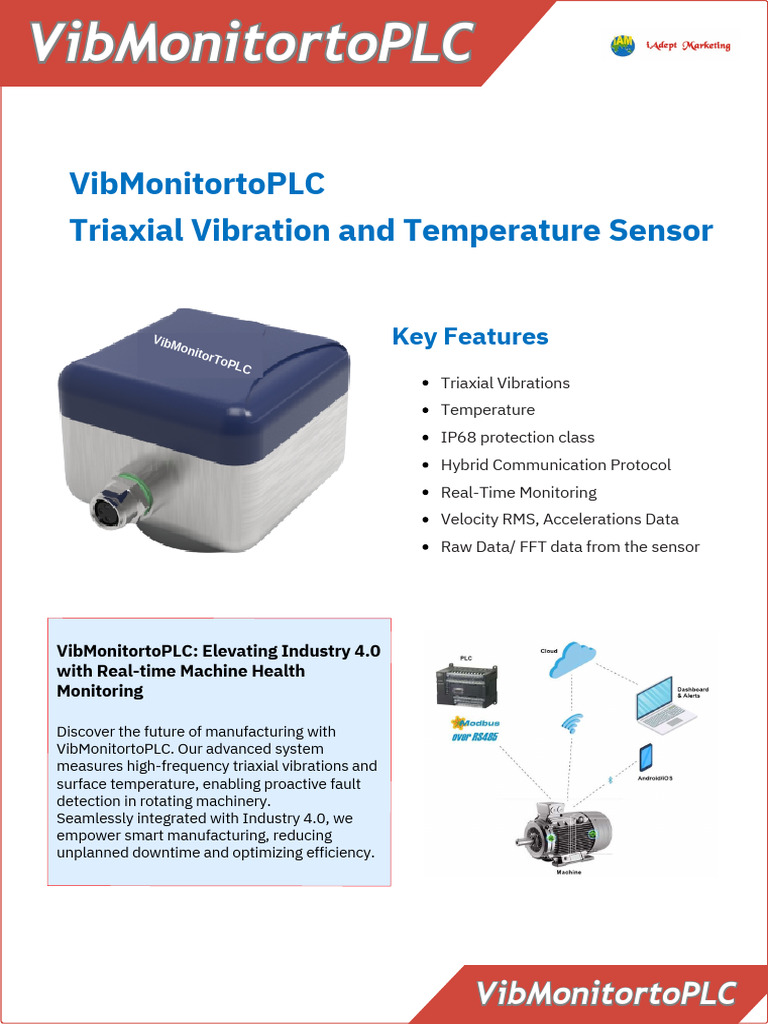 VibMonitortoPLC - Wireless Vibration and Temperature Sensor | PDF | Electrical Connector | Power ...