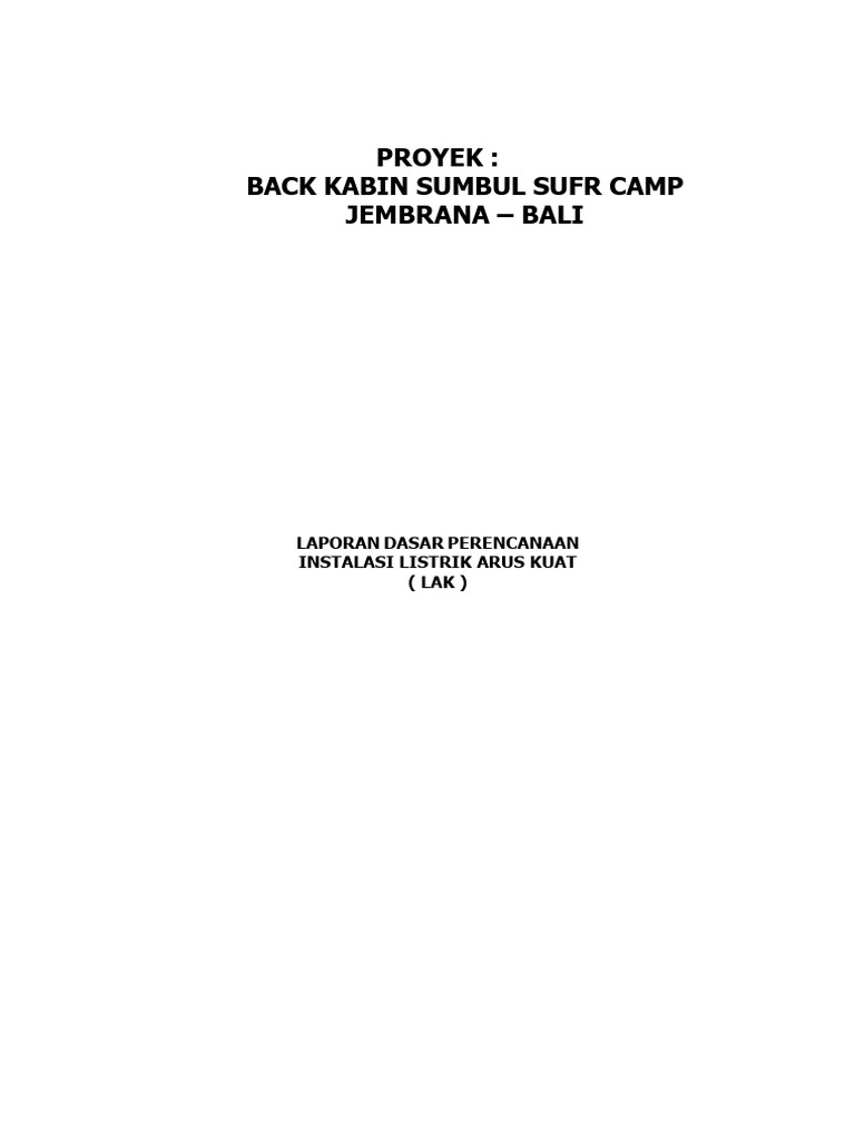 Perhitungan LAK Back Kabin Yeh Sumbul | PDF