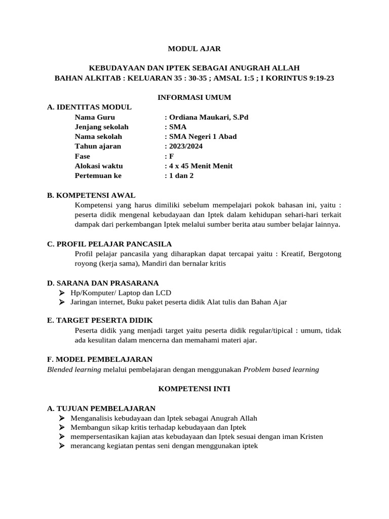 Modul Ajar Agama | PDF