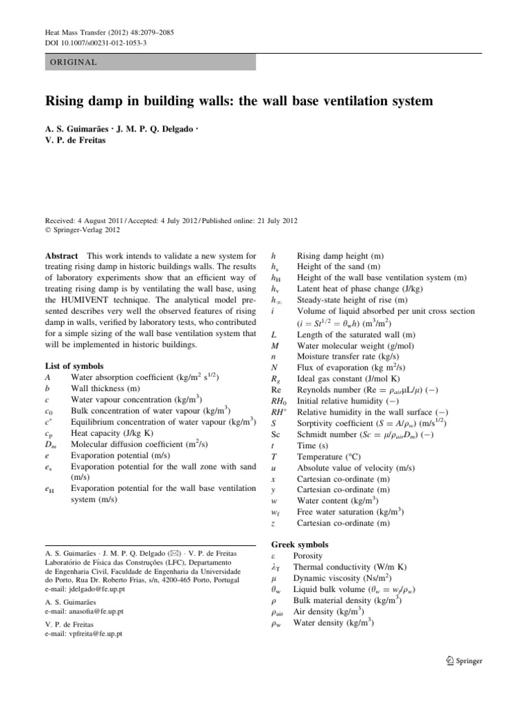 Rising Damp in Building Walls - The Wall Base Ventilation System | PDF ...