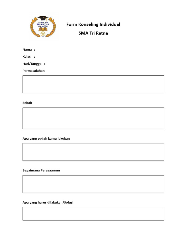 Form Konseling Individual SMA TRI RATNA | PDF
