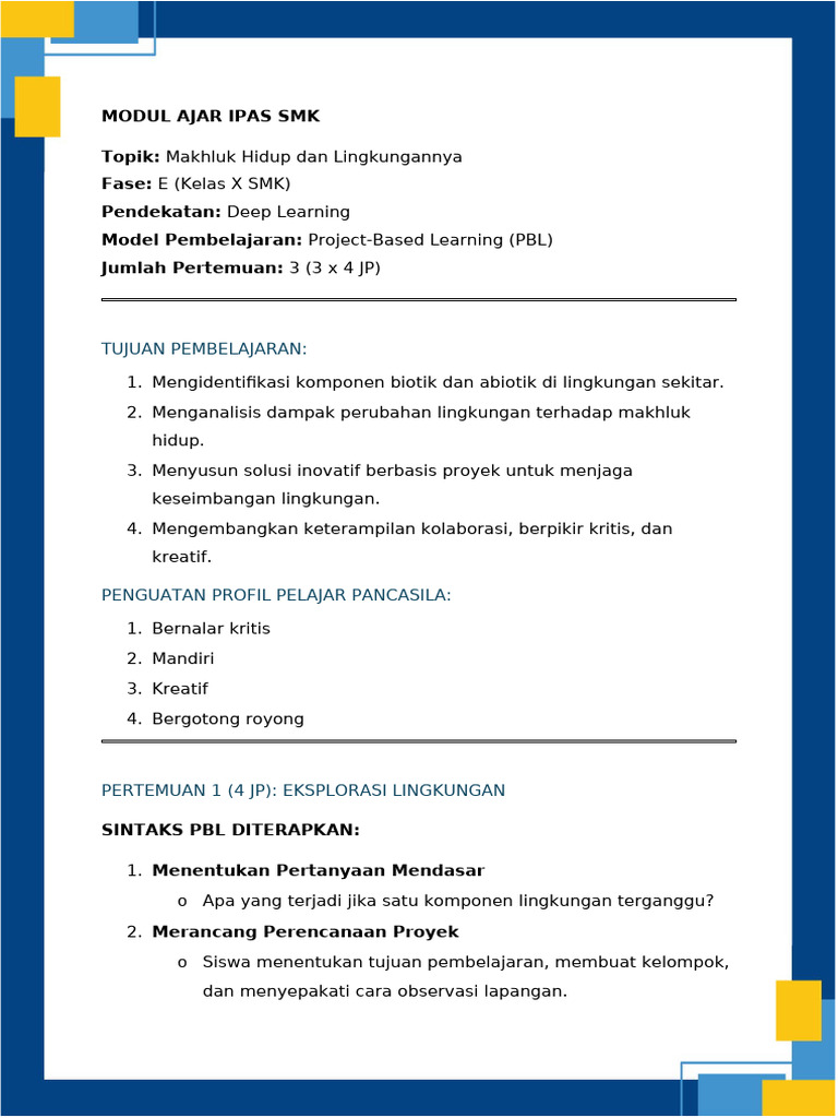Modul Ipas PBL SMK | PDF