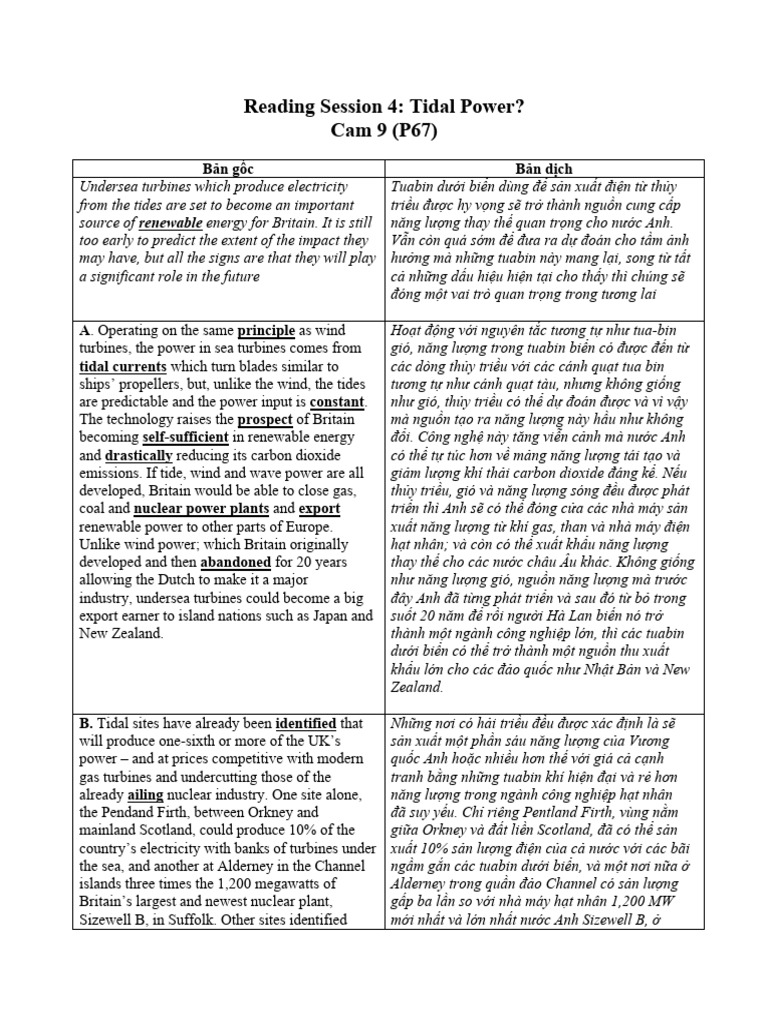 Reading U4 - Tidal Power | PDF