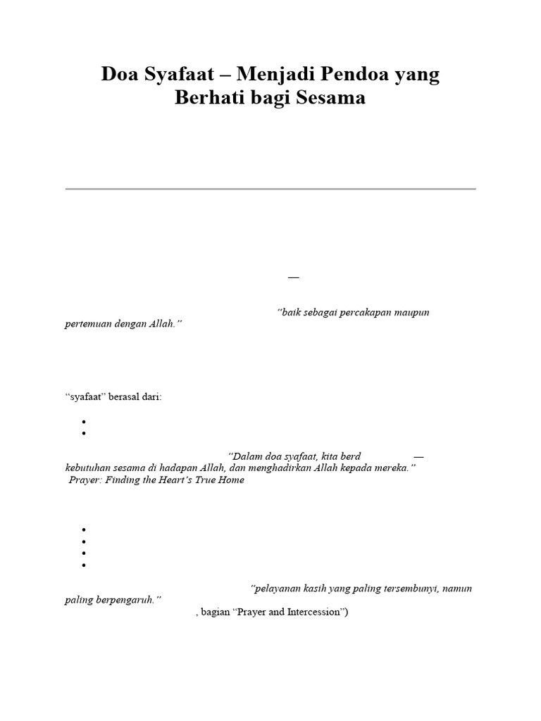 Inti dan Pentingnya Doa Syafaat | PDF