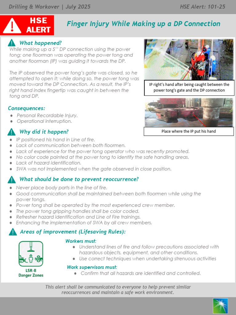 Finger Injury During DP Connection | PDF | Safety | Occupational Safety ...