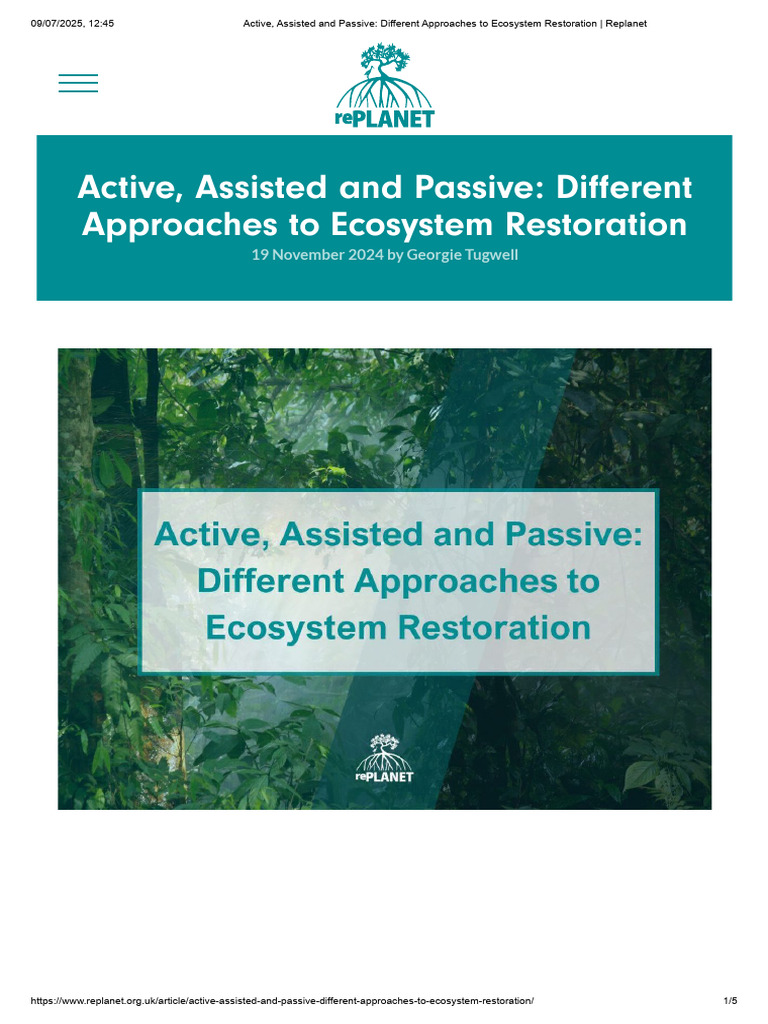 Ecosystem Restoration Approaches Explained | PDF | Ecological ...