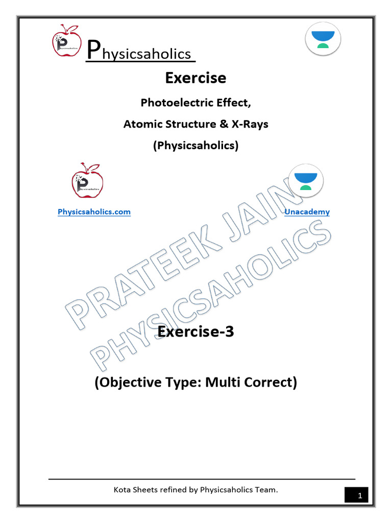 Sheet Exercise 3 - Modern Physics - Multi Correct 1751614817120 | PDF | Photoelectric Effect ...