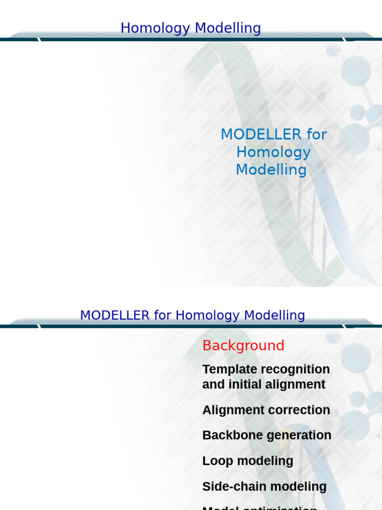 126-Modeller For Homology Modelling | PDF | Bioinformatics | Life Sciences