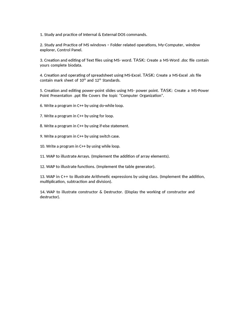 Practical List | PDF
