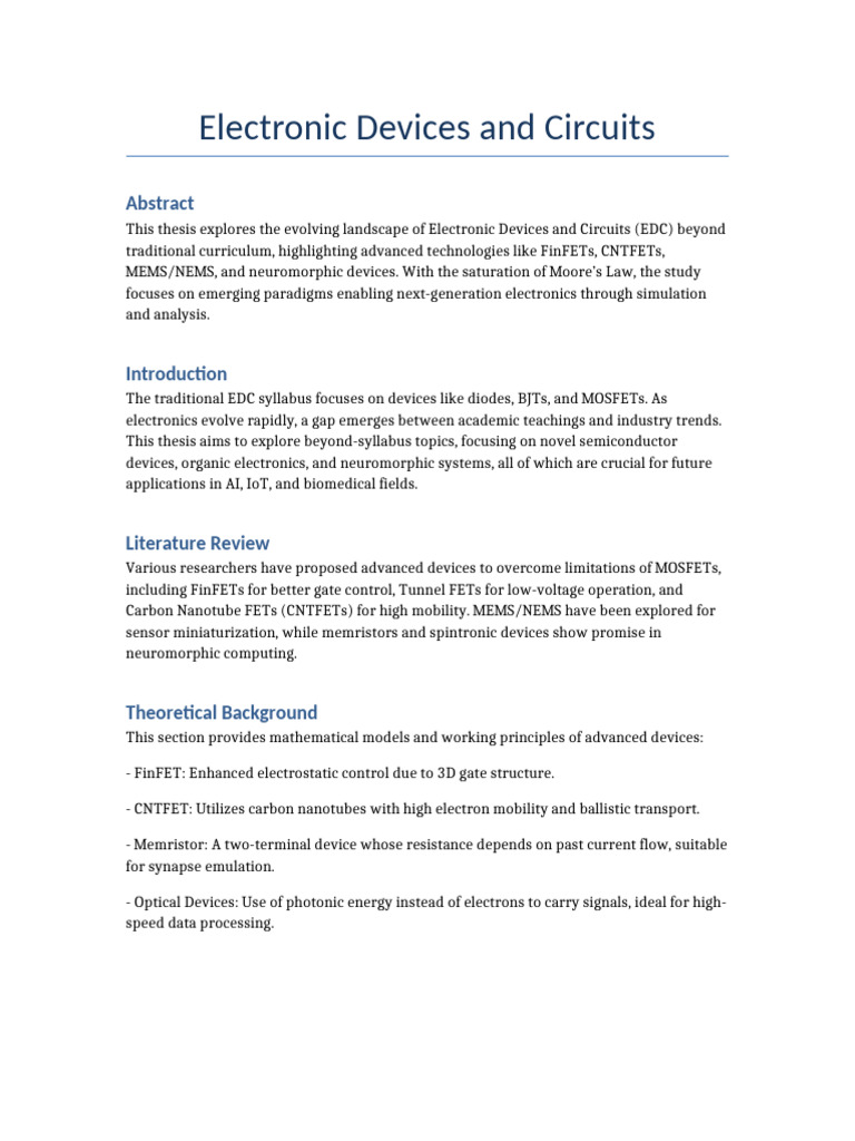 Beyond Syllabus EDC Thesis | PDF | Field Effect Transistor | Electronics