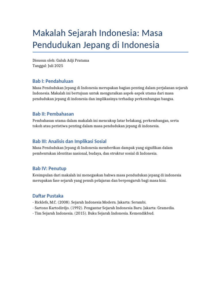 Makalah 8 Masa Pendudukan Jepang Di Indonesia | PDF