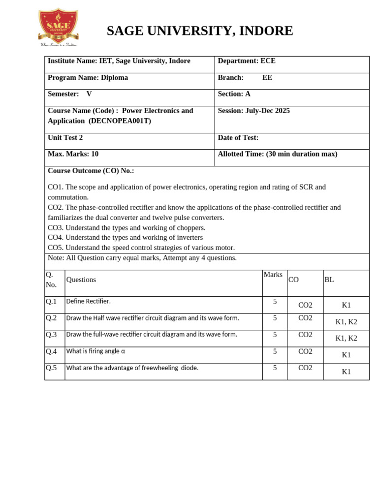 PEA - Unit Test - 2 | PDF