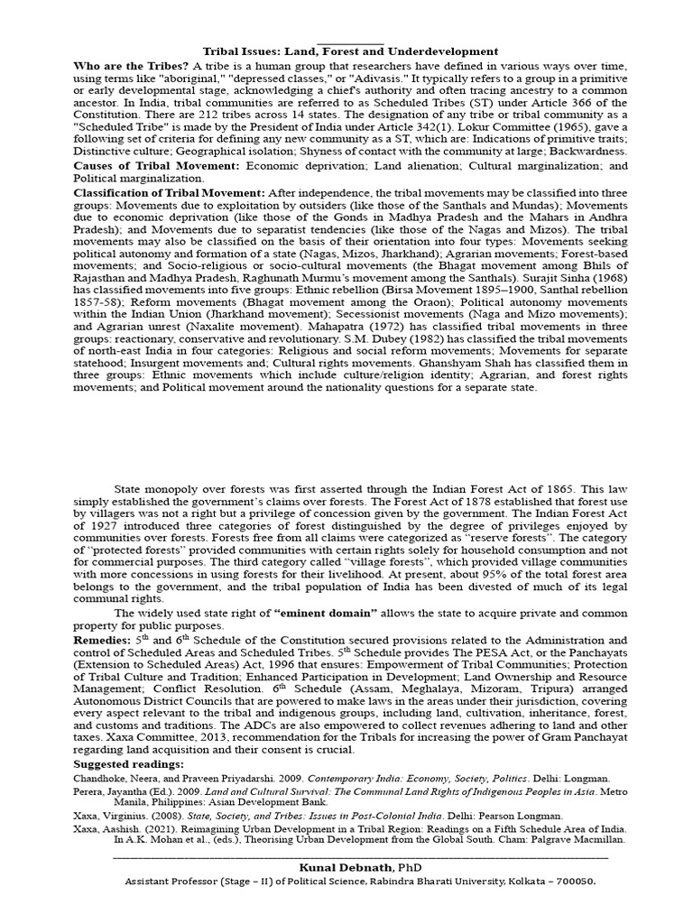 Tribal Land and Development Issues in India | PDF