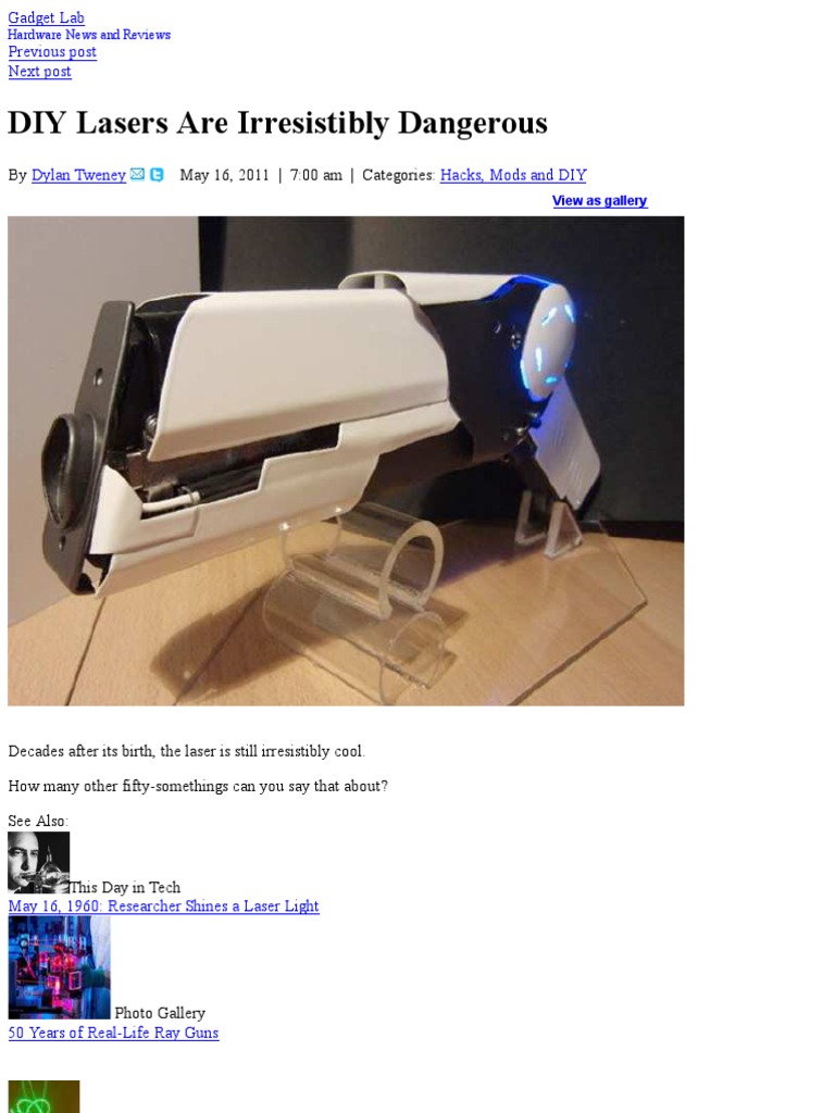 DIY Lasers Are Irresistibly Dangerous - Gadget Lab - Wired | PDF ...