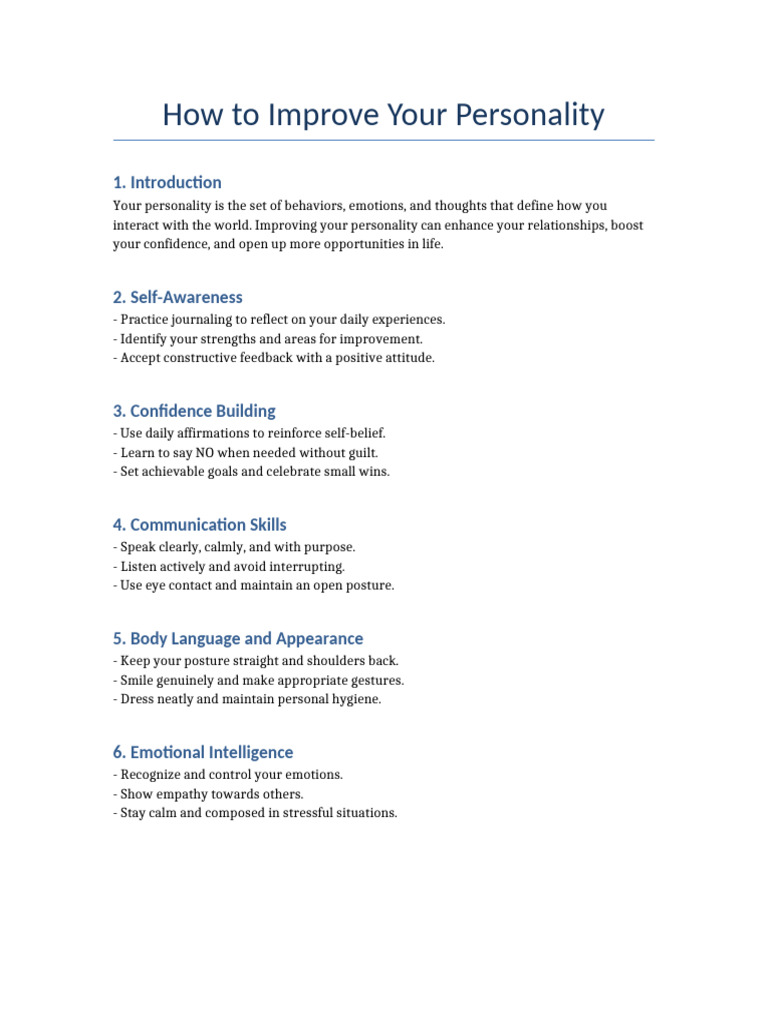 How To Improve Your Personality | PDF