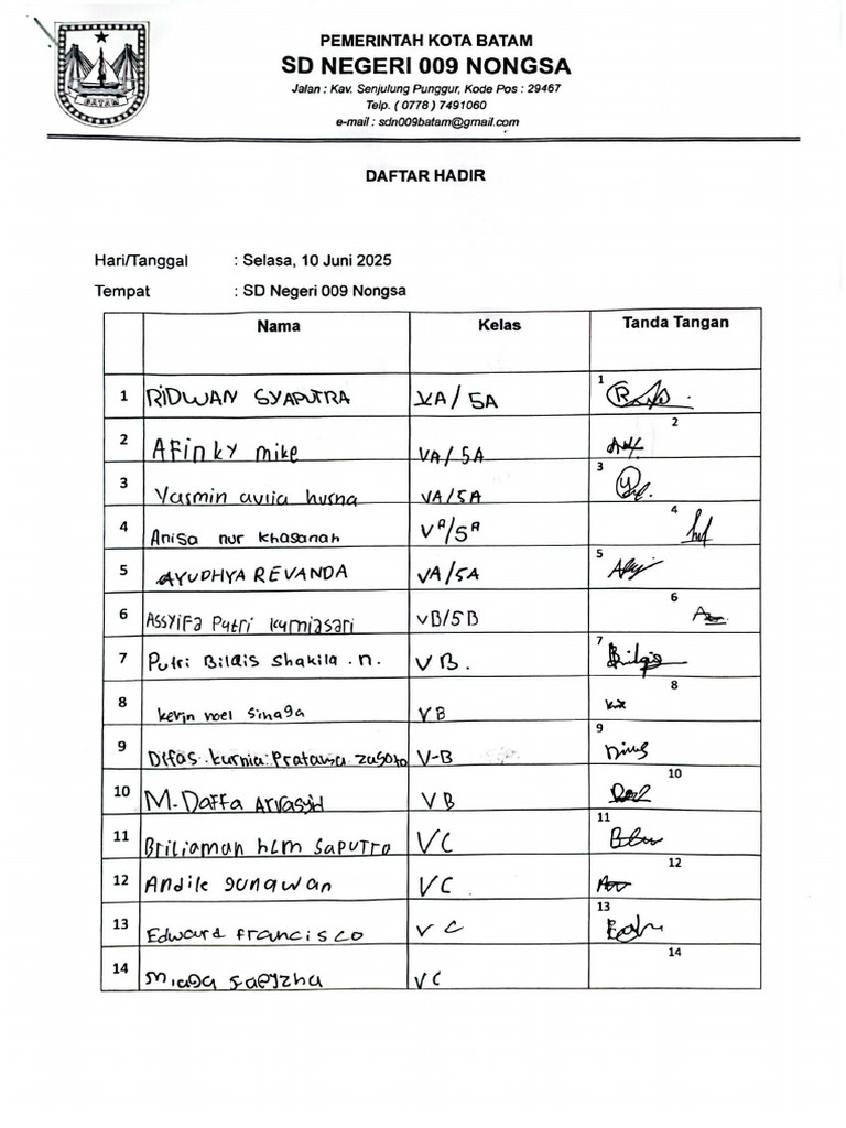 Daftar Hadir PJAS | PDF