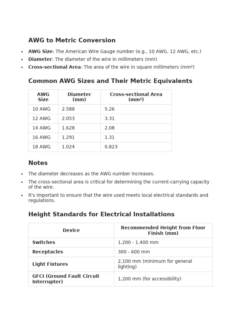 AWG To Metric Conversion | PDF | Equipment | Electric Power