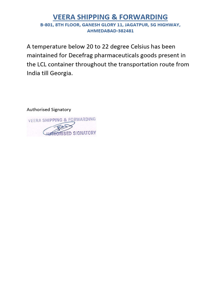 Veera Shipping Letter | PDF