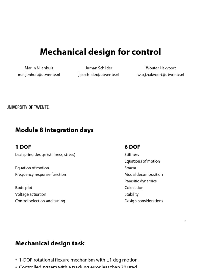 Mechanical Design for 1-DOF Control | PDF | Bending | Physics