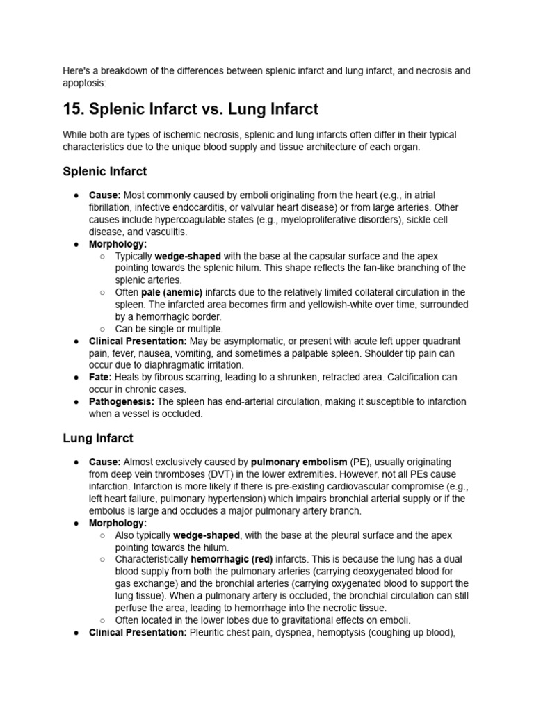 Splenic Infarct Pathology Overview | PDF | Apoptosis | Spleen