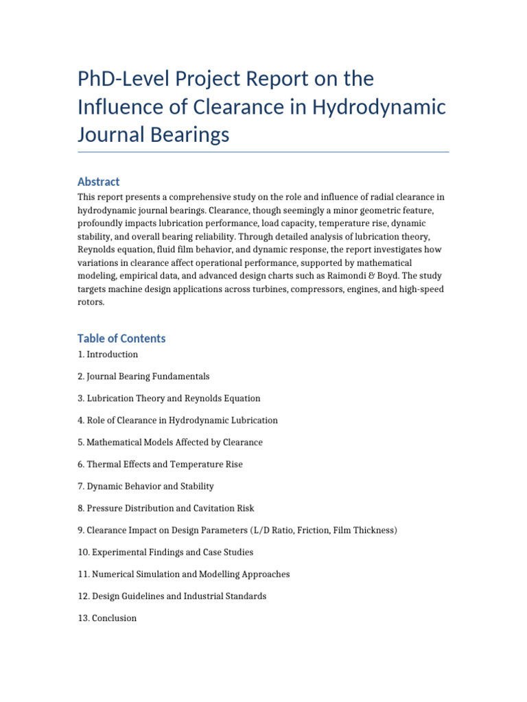 Impact of Clearance on Journal Bearings | PDF | Fluid Dynamics ...