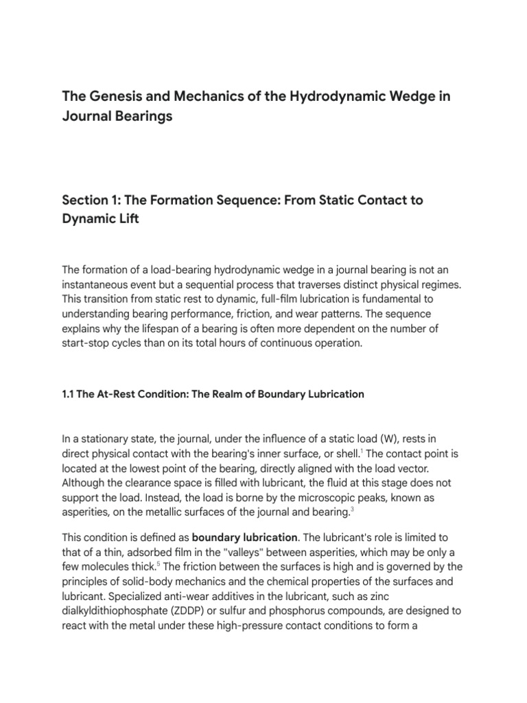 Hydrodynamic Wedge Formation Explained | PDF | Friction | Fluid Dynamics
