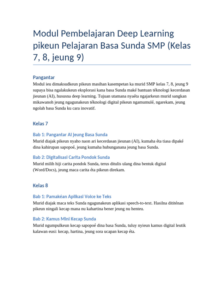 Modul DeepLearning Basa Sunda SMP | PDF