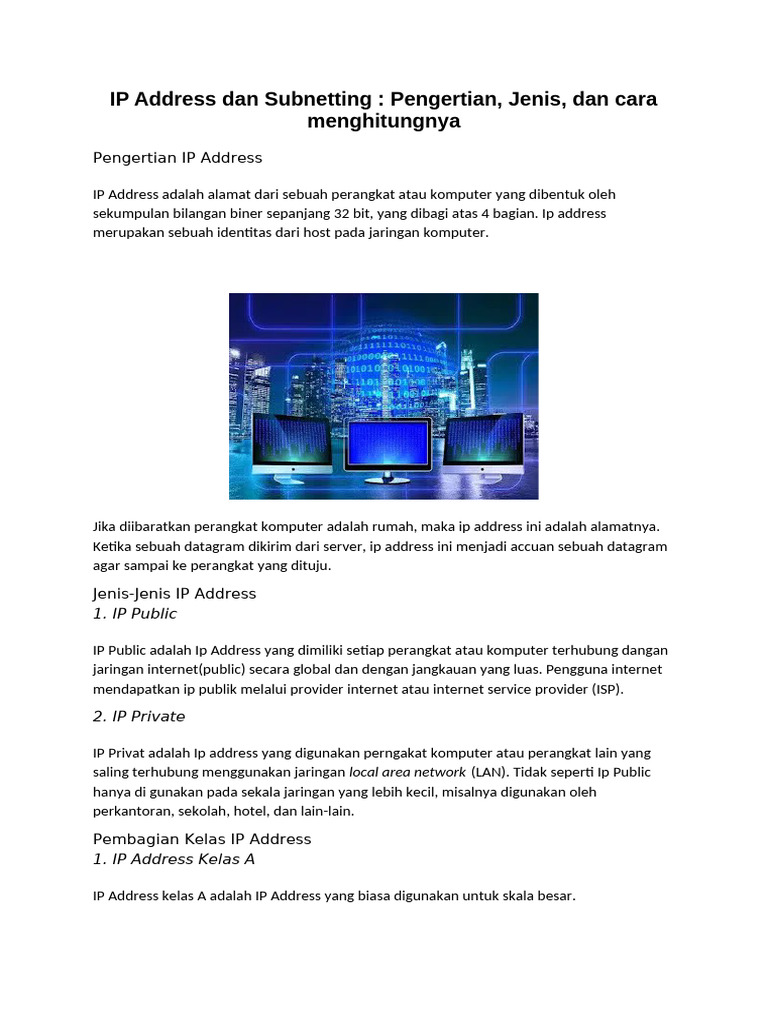 Pengertian dan Jenis IP Address | PDF